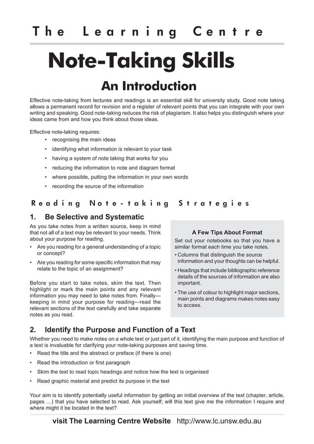 Note taking | PDF