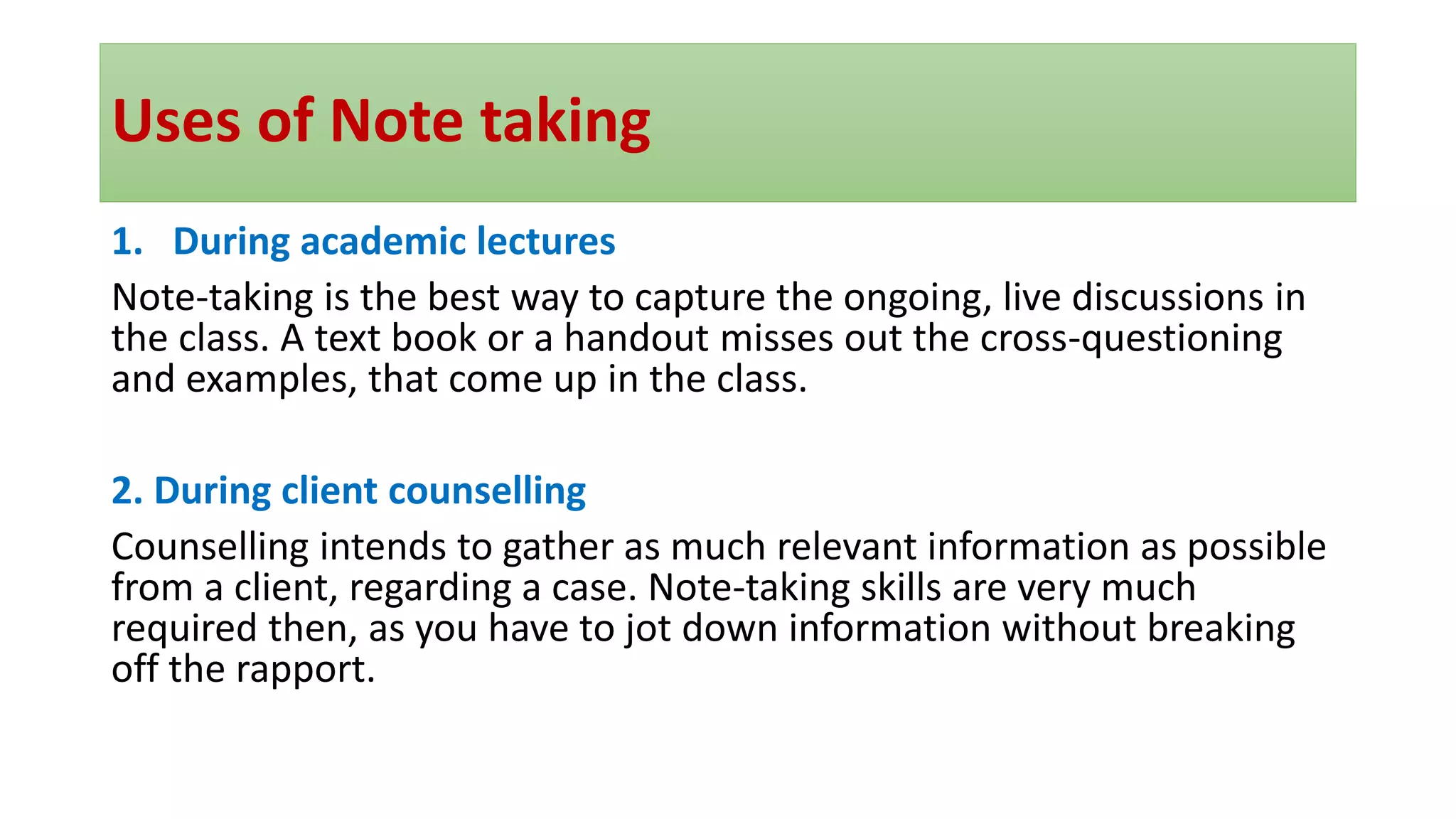 Note taking | PDF