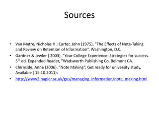 Note taking group a | PPT
