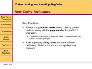 Note-Taking Techniques | PPT