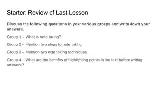 Note taking Note taking Note taking Note taking | PPTX