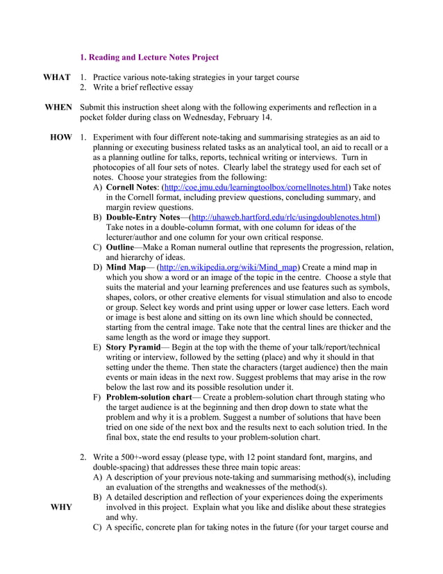 Notetaking activity (1) | DOC | Homework and Study | Education