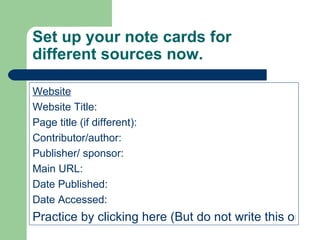 Note taking and annotated bib | PPT