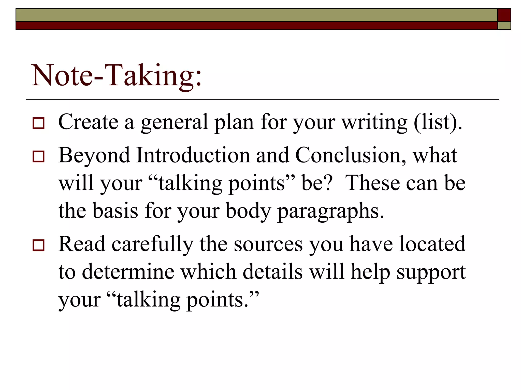 Note taking and outlining | PPT