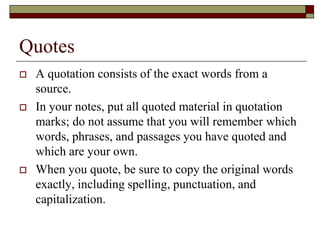 Note taking and outlining | PPT