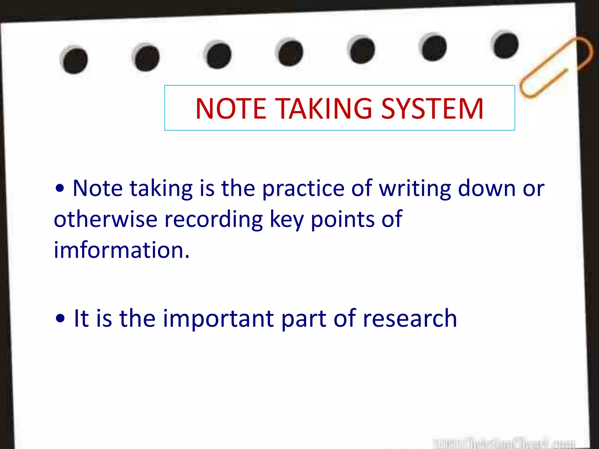 Note taking and outlining | PPTX