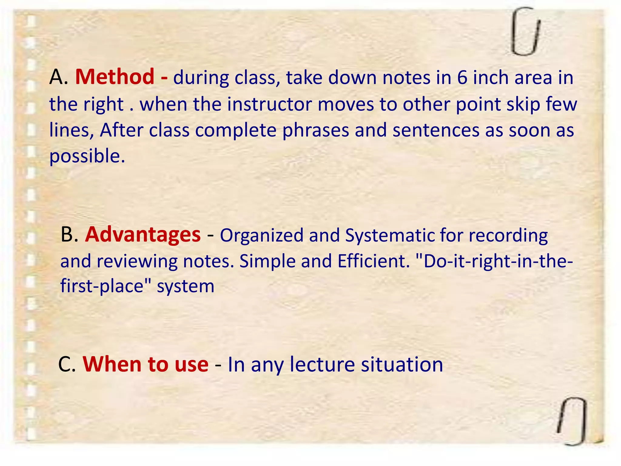 Note taking and outlining | PPTX