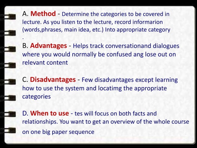 Note taking and outlining | PPTX | Education
