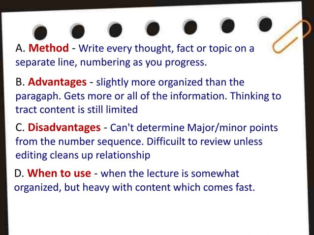 Note taking and outlining | PPTX | Education