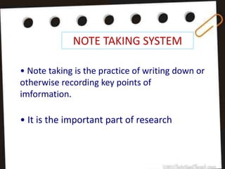 Note taking and outlining | PPTX