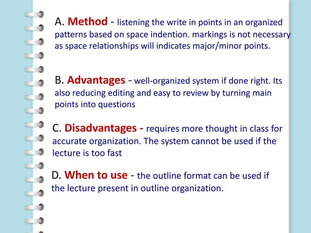 Note taking and outlining | PPTX | Education