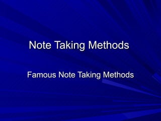 Note taking and study skills | PPT | Education