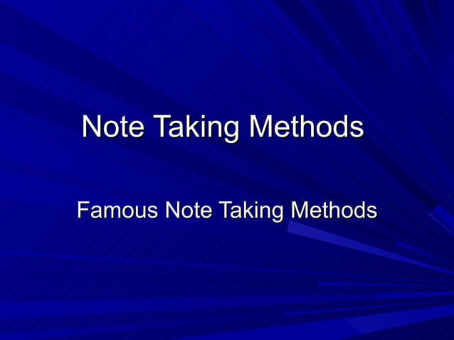 Note taking and study skills | PPT | Education
