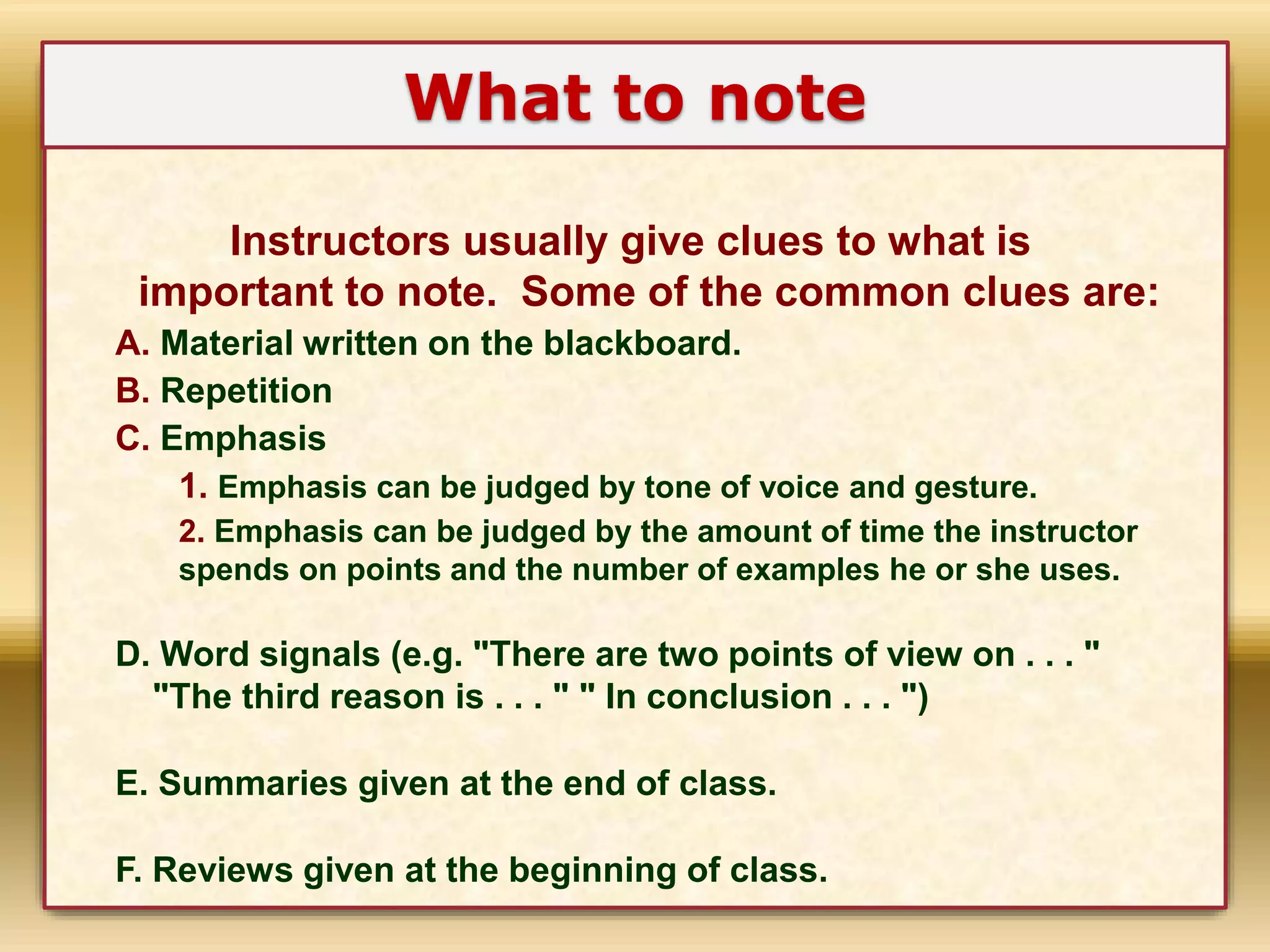 Note Taking and Study Techniques | PPTX