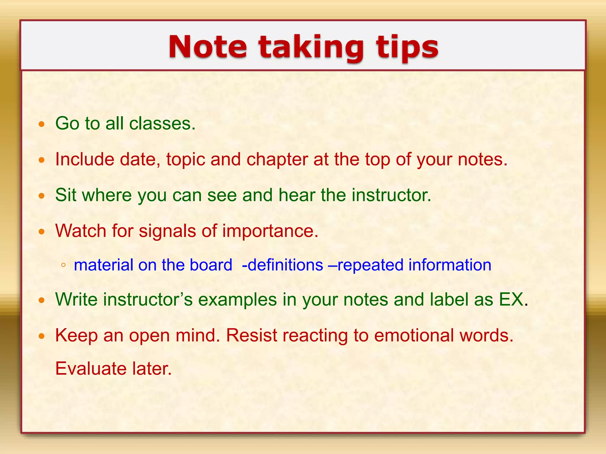 Note Taking and Study Techniques | PPTX | Educational Assessment ...