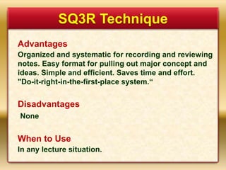 Note Taking and Study Techniques | PPTX
