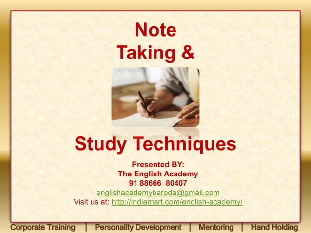 Note Taking and Study Techniques | PPTX | Educational Assessment | Education