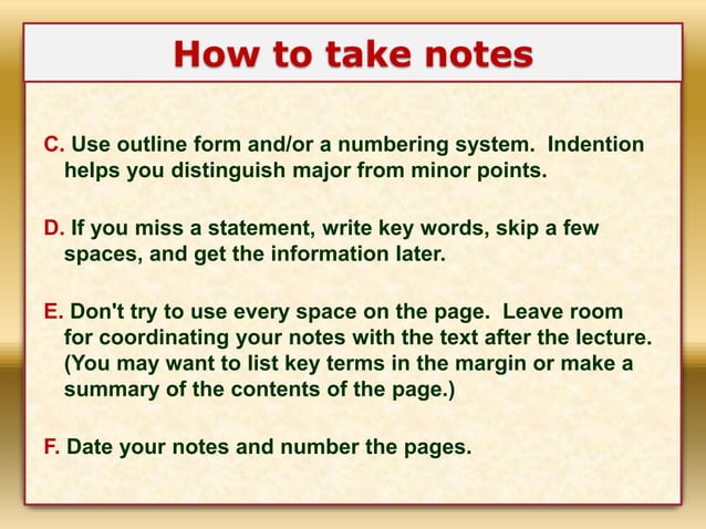 Note Taking and Study Techniques | PPTX | Educational Assessment | Education