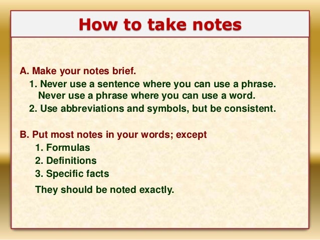 Note Taking Sentence Method Synonym