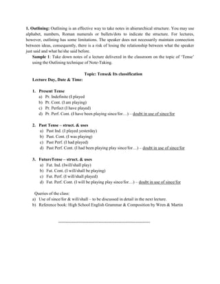 Note taking & note making | DOCX | Educational Assessment | Education