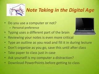 Learning 101: Note Taking | PPTX