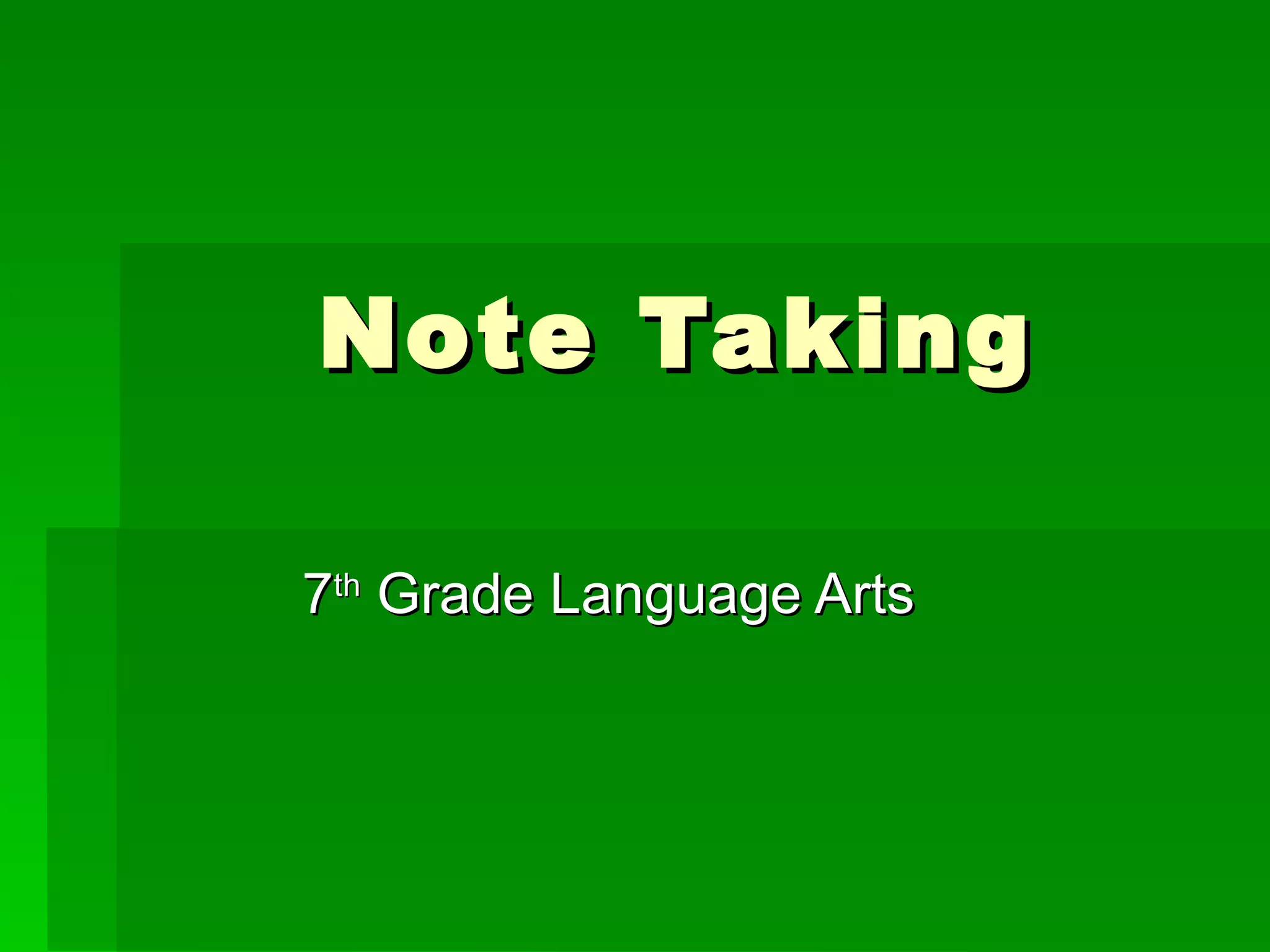 Note Taking Power Point | PPT