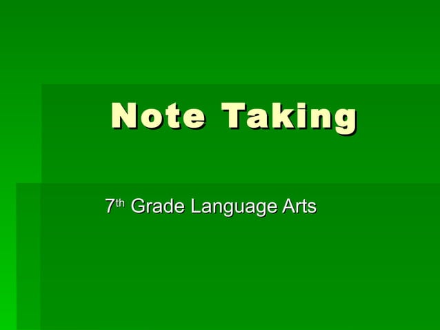 Note Taking Power Point | PPT | Free Download
