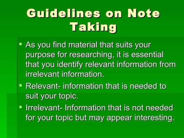 Note Taking Power Point | PPT