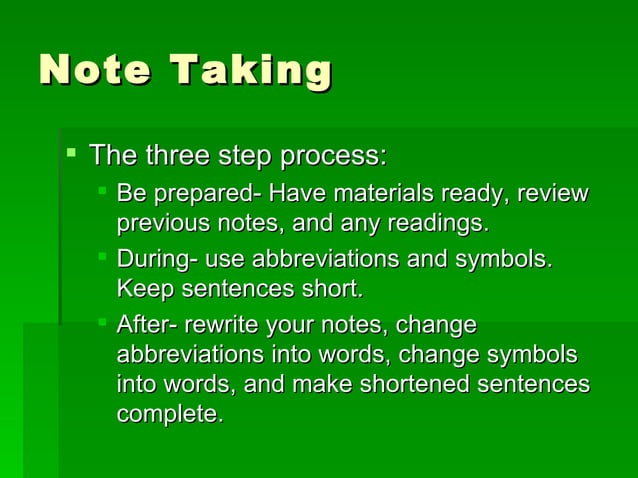 Note Taking Power Point | PPT