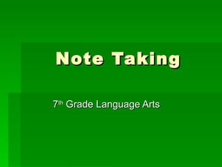 Note Taking Power Point | PPT