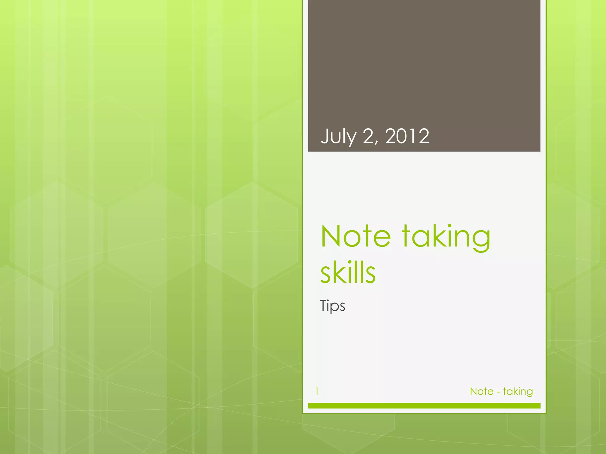 Note taking skills | PPT