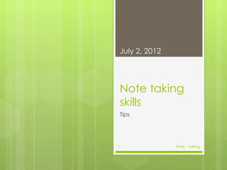 Note taking skills | PPT