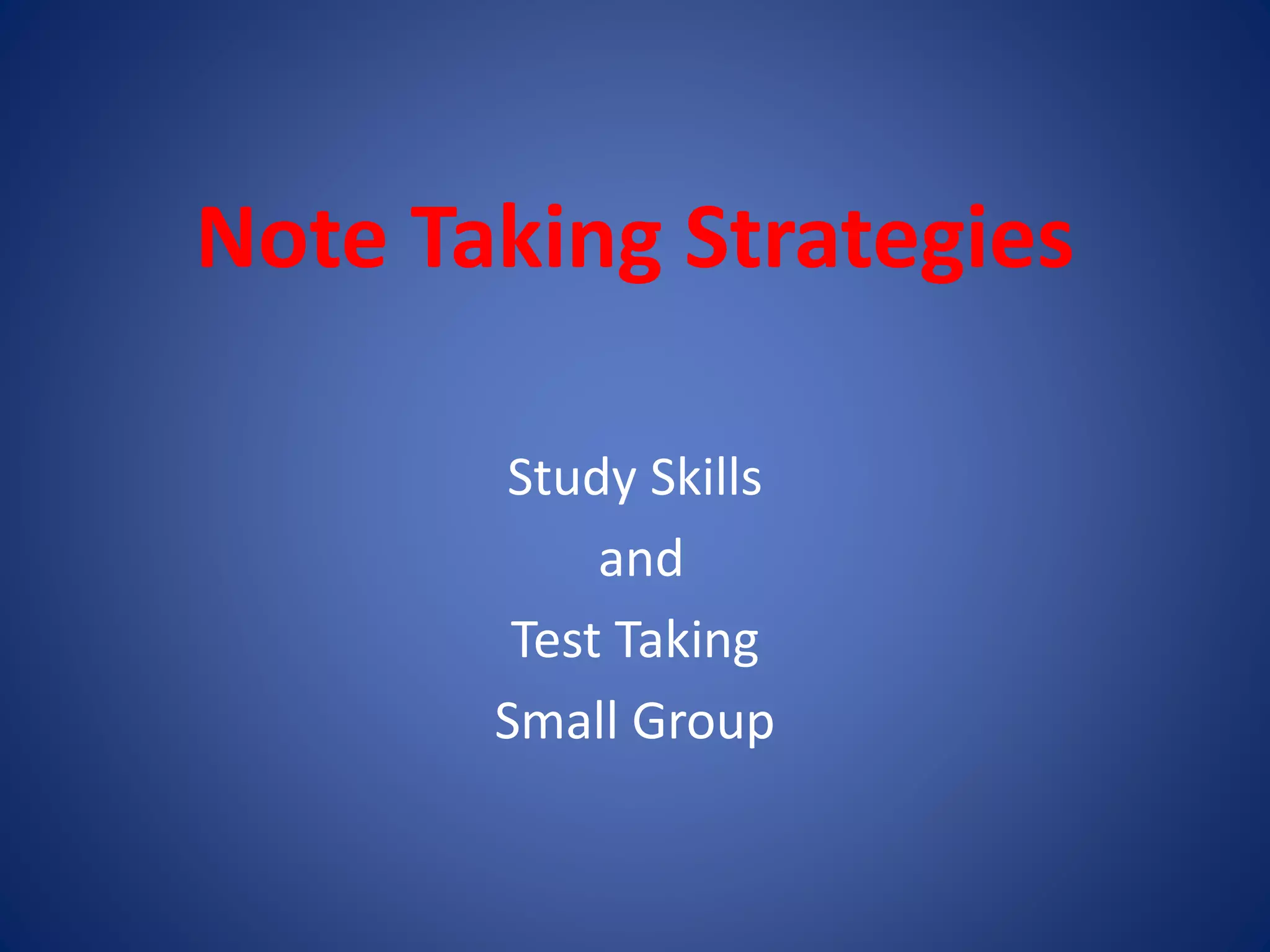Note taking Strategies | PPTX