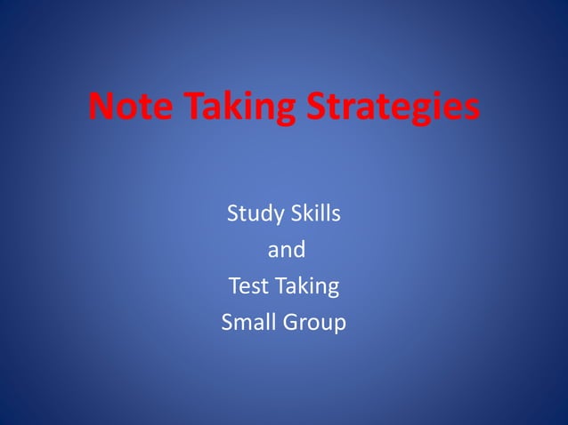 Note taking Strategies | PPTX