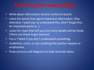 Note taking Strategies | PPTX