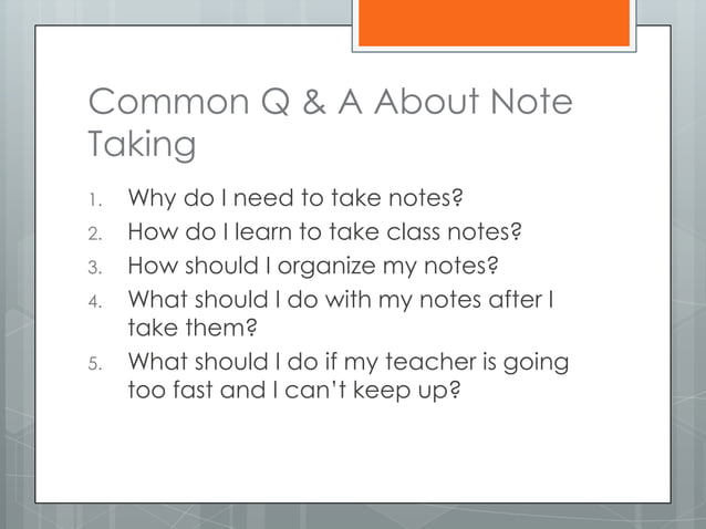 Note taking & study skills | PPTX