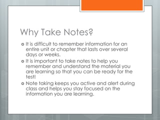 Note taking & study skills | PPTX