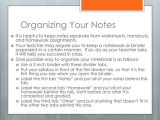 Note taking & study skills | PPTX