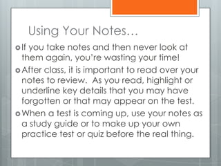 Note taking & study skills | PPTX