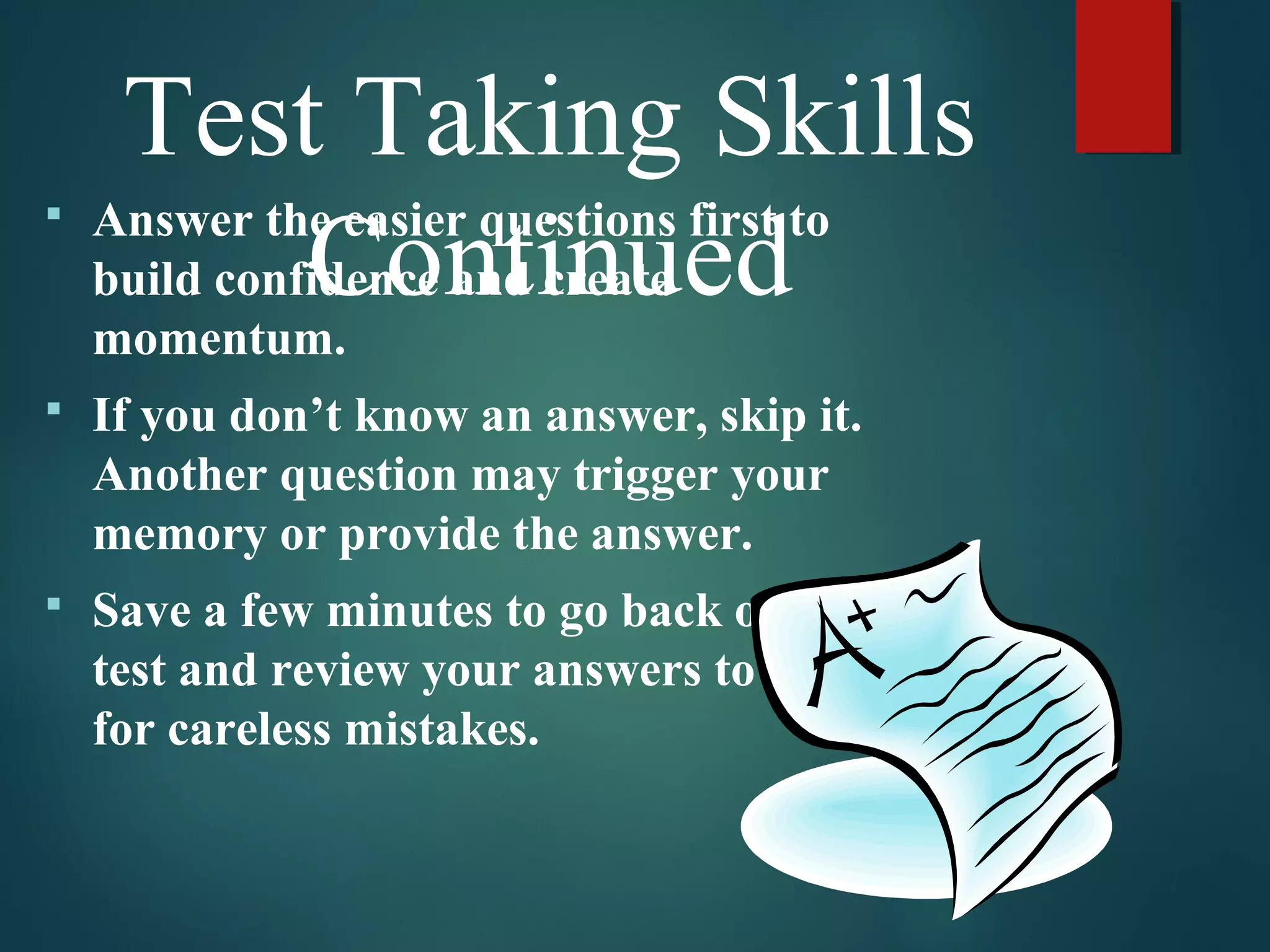Note taking test taking and study skills | PPT