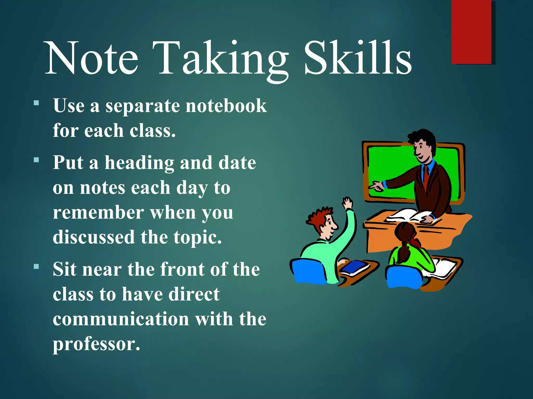 Note taking test taking and study skills | PPT