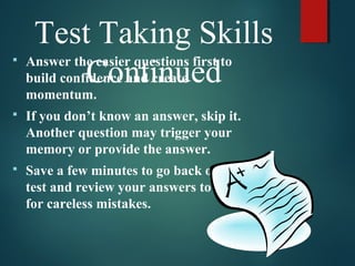 Note taking test taking and study skills | PPT