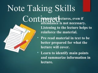 Note taking test taking and study skills | PPT