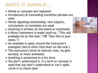 Note Taking Tips and Strategies | PPTX