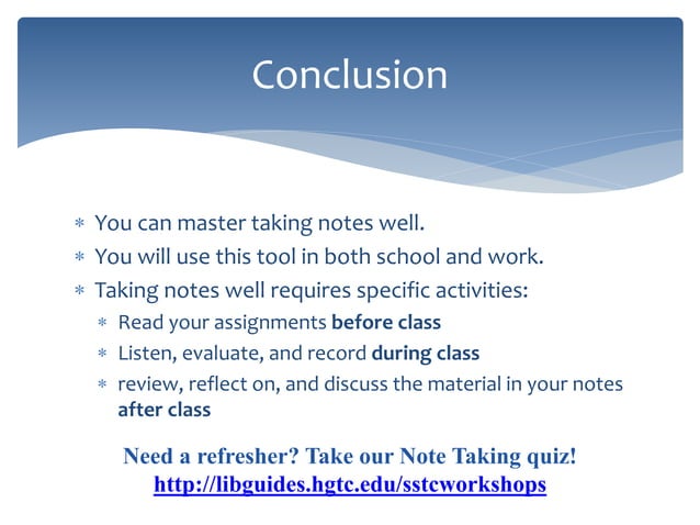 Note Taking Workshop | PPTX