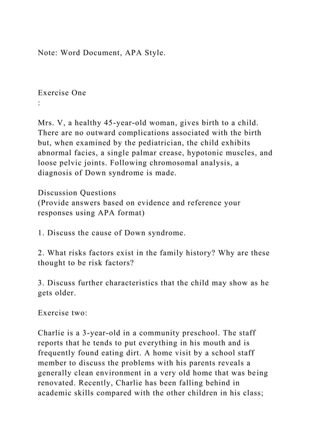 Note Word Document, APA Style. Exercise OneMrs. V, a.docx