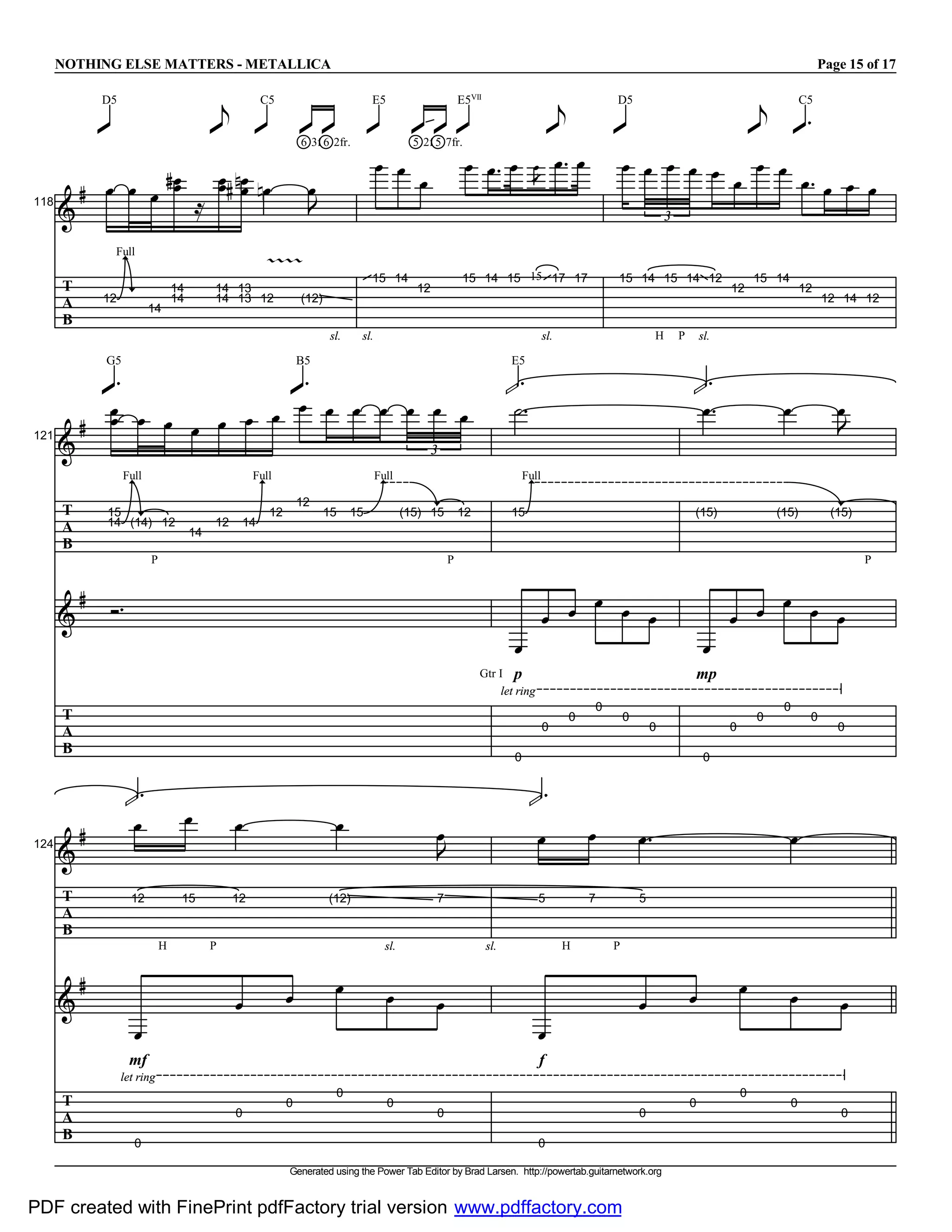 Metallica tablatura e partitura de guitarra de Nothing else matters | PDF