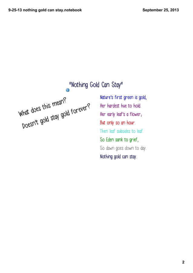 Nothing gold can stay | PDF | Poetry | Books and Literature
