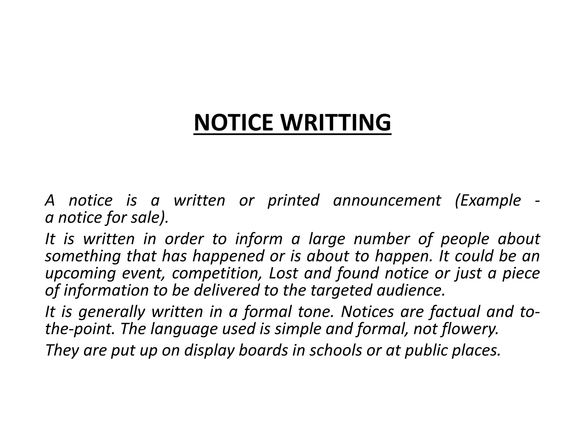 Notice writing | PPTX