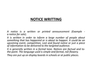 Notice writing | PPTX